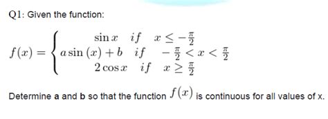 Solved Q1 Given The Function Sin X If X