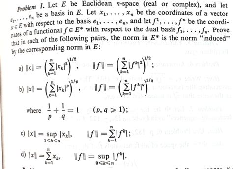 solved problem 1 let e be euclidean n space real or