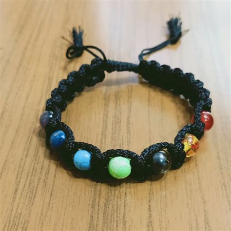 Black Gemstone Seven Chakra Lava Healing Stone Bracelet For Personal