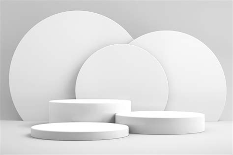 제품 프레젠테이션 흰색 배경 3d 렌더링을 위한 포디움을 모의 위한 3d 배경 0명에 대한 스톡 사진 및 기타 이미지 0명 3차원 형태 개념 Istock