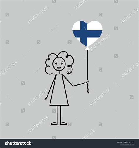 Hand Drawn Finnish Girl Love Finland Stock Vector Royalty Free