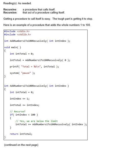 Solved Recursive Recursion A Procedure That Calls