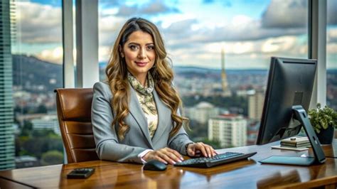 Beautiful Turkish Woman Works As A Secretary In The Company Premium