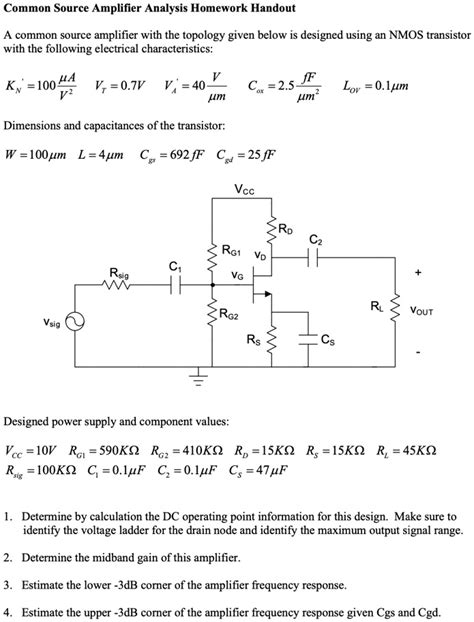 Solved Common Source Amplifier Analysis Homework Handout A Common