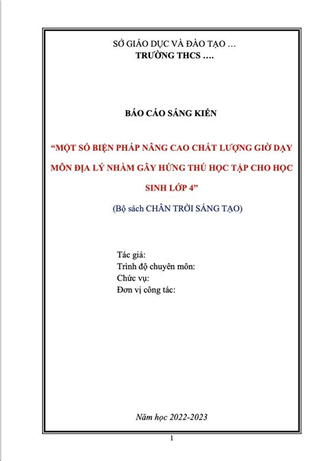 SKKN Biện pháp nâng cao chất lượng giờ dạy môn Địa lý nhằm gây hứng thú học tập cho học sinh lớp