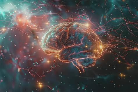A Human Brain With Interconnected Circuits And Glowing Lines Premium Ai Generated Image