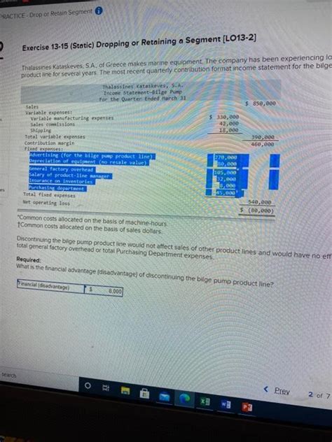 Solved FRACTICE Drop Or Retain Segment Exercise Chegg
