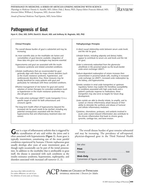 Solution Pathogenesis Of Gout Studypool