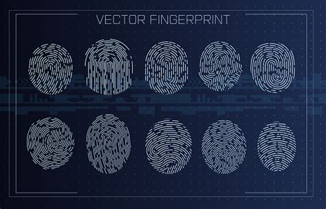 미래hud 스타일의 지문 스캐닝 식별 시스템 생체 인식 인터페이스 인식 생체 인식 기술 및 인공 지능 개념 스캔 지문 Hud Ui 가상현실에 대한 스톡 벡터 아트 및 기타