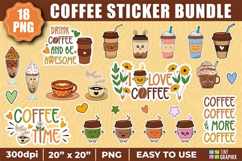 Coffee Sticker Png Bundle Coffee Png Graphic By Tiny Graphix