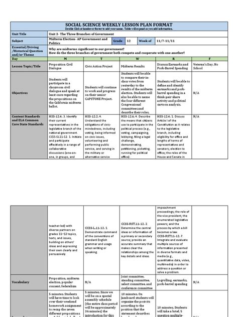 Weekly Grid 6 Pdf Earmark Politics United States Congress