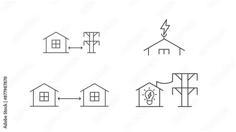 Building Electricity Animation Set House Electrification Animated Line