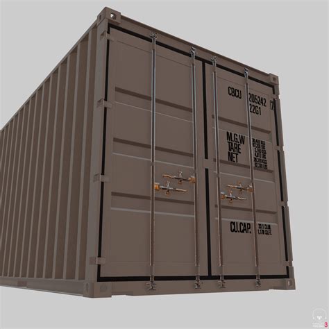 20 футовый морской контейнер 3d Модель 10 Obj Fbx Free3d