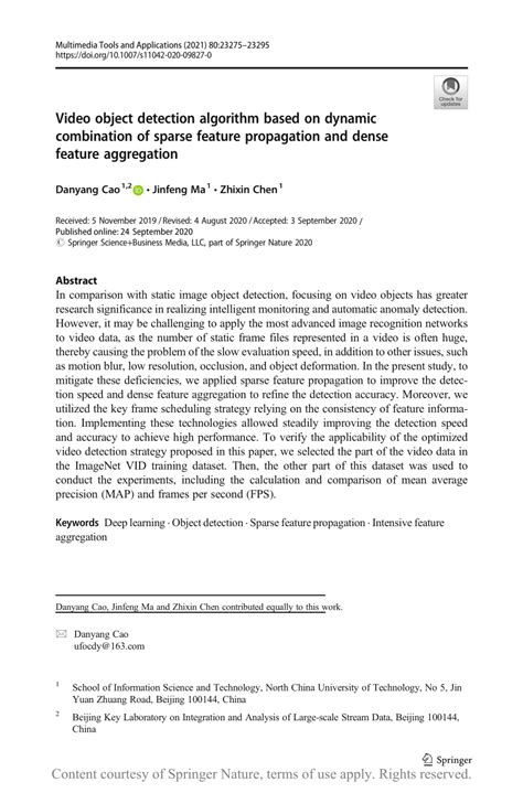 Video Object Detection Algorithm Based On Dynamic Combination Of Sparse Feature Propagation And