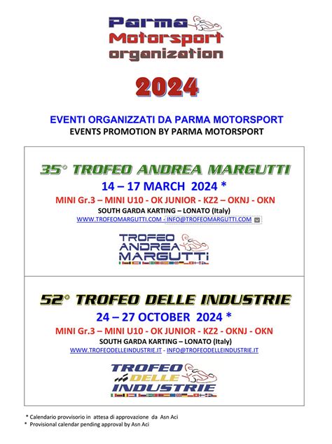 The 2024 Racing Calendar By Parma Motorsport Kartcom