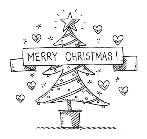 Merry Christmas Decoration Fir Tree Drawing Drawing By Frank Ramspott Pixels
