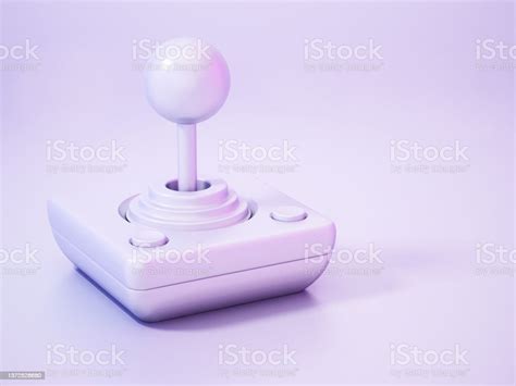 파란색과 보라색 조명으로 조명된 복고풍 조이스틱의 3d 일러스트 아케이드에 대한 스톡 사진 및 기타 이미지 아케이드 조이