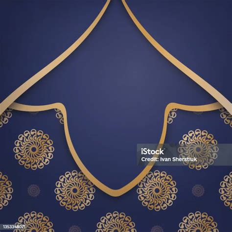 Template Kartu Nama Berwarna Biru Tua Dengan Ornamen Emas Mewah Untuk