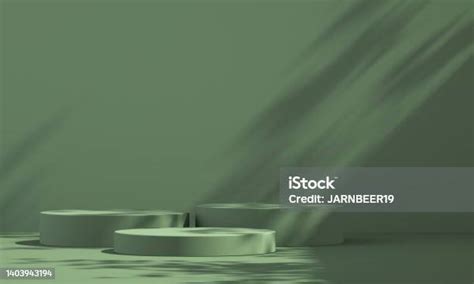 녹색 배경과 나무 그림자가있는 3d 녹색 제품 연단 디스플레이 여름 제품 모형 배경 3d 렌더링 일러스트 레이 션 0명에 대한 스톡 사진 및 기타 이미지 Istock