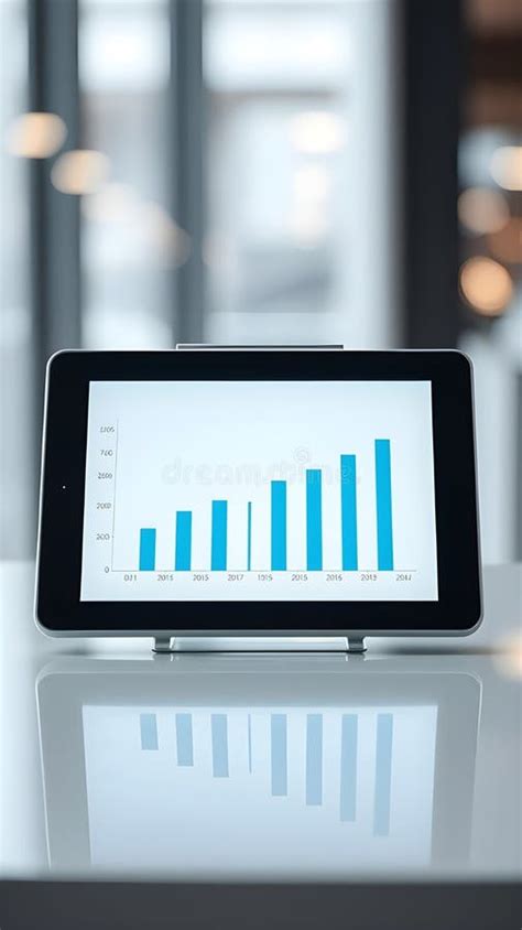 a digital tablet displaying a bar graph stock illustration illustration of marketing growth