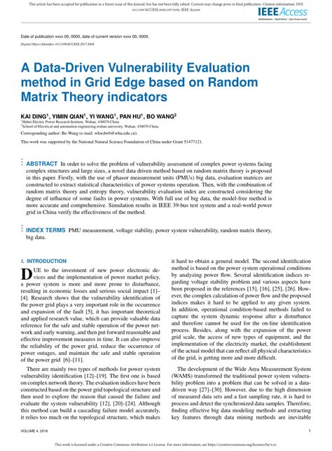 Pdf A Data Driven Vulnerability Evaluation Method In Grid Edge Based On Random Matrix Theory