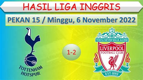 Hasil Liga Inggris Tadi Malam │ Pekan 15 │ Tottenham Vs Liverpool