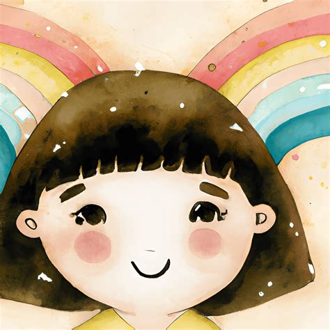 Basia Tran Inspired Girl Smiling With Rainbow · Creative Fabrica