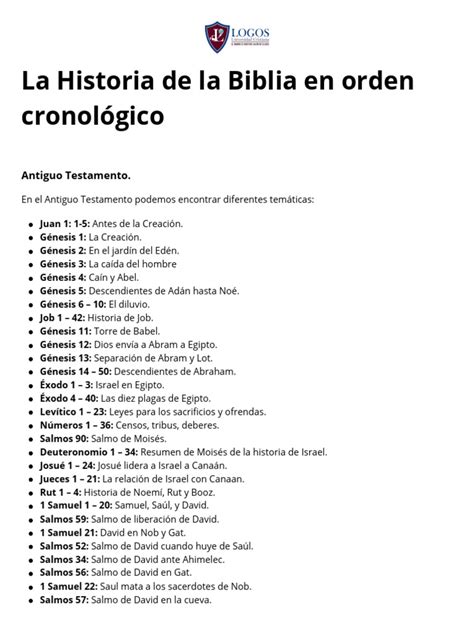 La Historia De La Biblia En Orden Cronológico Descargar Gratis Pdf