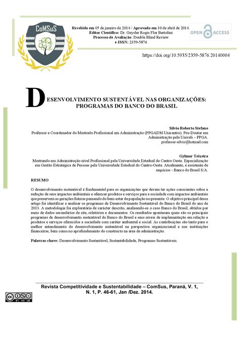 Programas De Desenvolvimento Sustentável Do Banco Do Brasil Resumos