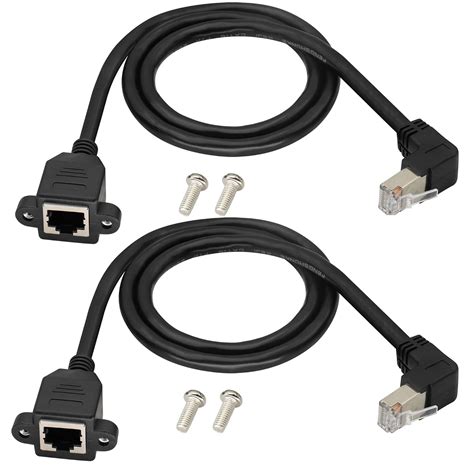Hcfeng Cable De Extensión De Red Lan Rj45 En ángulo Ascendente De 90 Cat6 Rj45 90 Grados Macho A