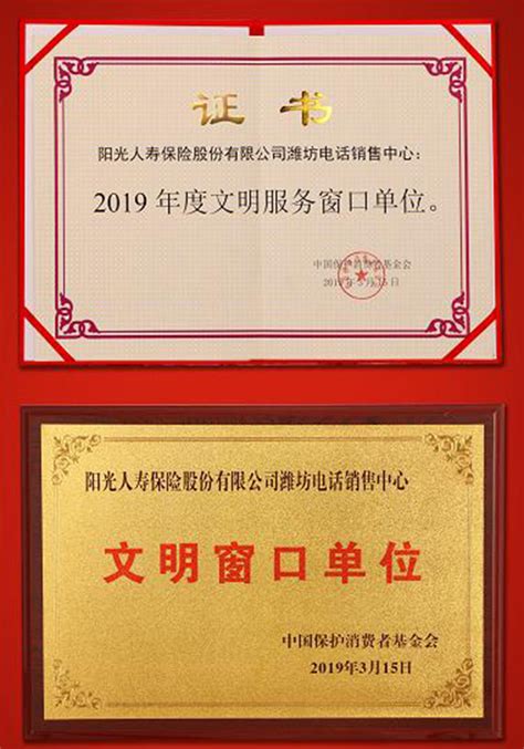 阳光人寿潍坊电销中心荣获“文明窗口单位” 会员动态 潍坊市保险协会