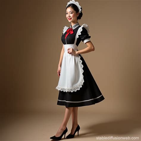 Chinese Woman In Maid Outfit And Heels Stable Diffusion Online