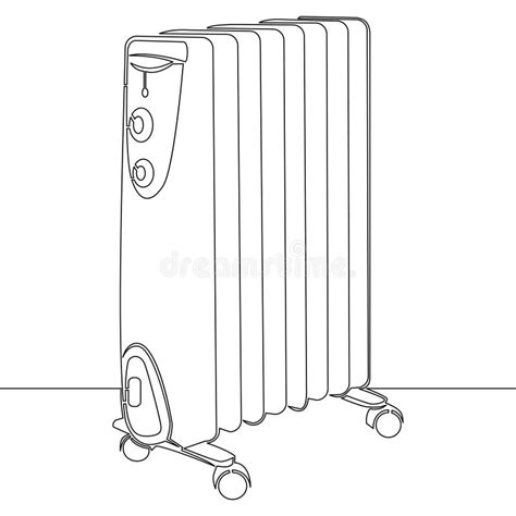 Continuous Line Drawing Electronic Oil Heater Home Appliance Heater Indoor Climate Icon Vector