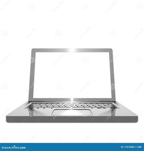 Metallic Angled Laptop Object On White Background Stock Illustration