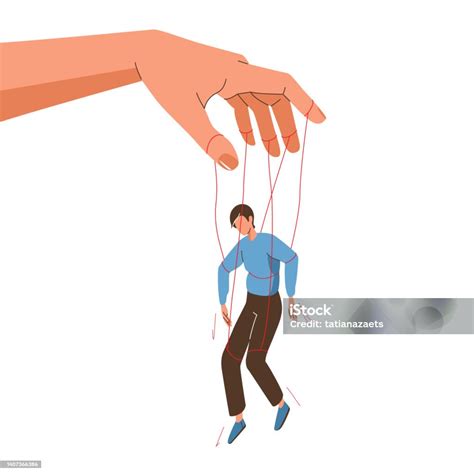 매니퓰레이터 컨셉 벡터 일러스트레이션 꼭두각시 마스터 핸드는 로프를 통해 사람을 조작합니다 통제 지배 착취 배경 가스라이팅에