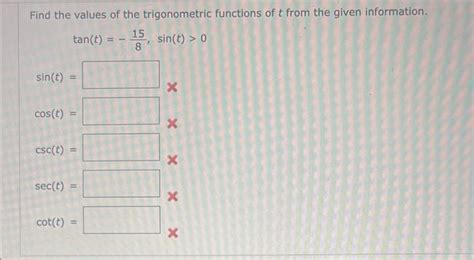 [solved] Find The Values Of The Trigonometric Functions Of
