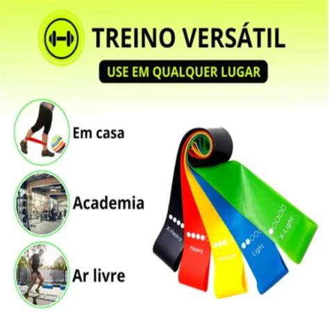 Kit 5 Faixa Elástica Para Treino Exercícios e yoga Tempo de Compra