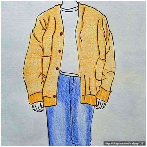 전구 머리를 한 패션 모델의 모습 펜 색연필 인물화 그림 드로잉 일러스트레이션 작품 네이버 블로그