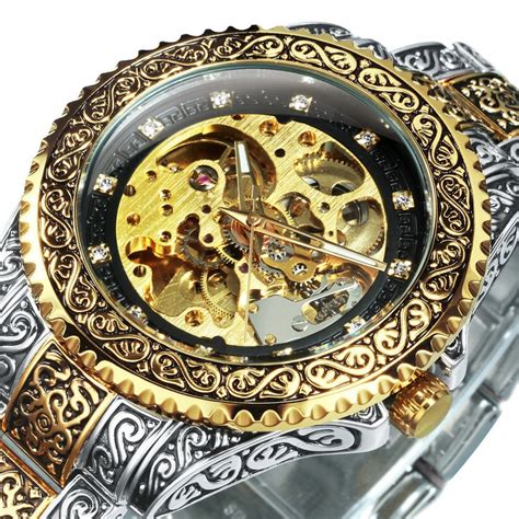 Zwycięzca złoty szkieletowy mechaniczny zegar 14568294422 Allegro pl