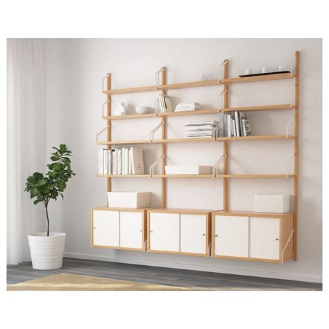 IKEA SVALNÄS Wall mounted storage combination bamboo white