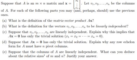 Solved 22 In Suppose That A Is An M X N Matrix And X Let