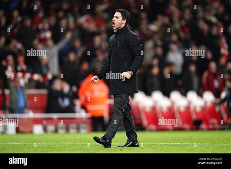 Arsenal Manager Mikel Arteta Celebrates After The Final Whistle In The