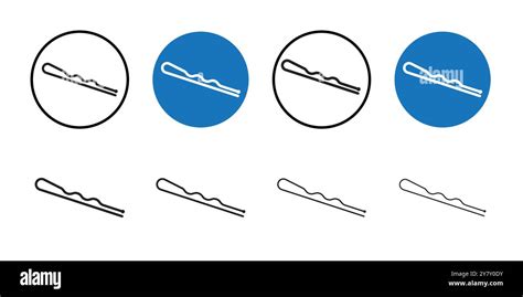 Bobby Pin Icon Black Line Art Vector In Black And White Outline Set