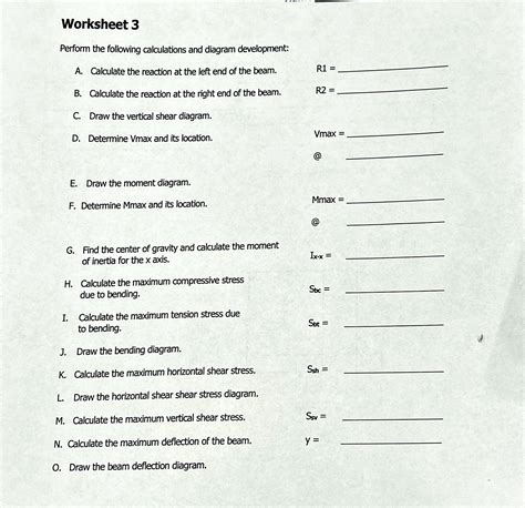 Solved Problem For Work Sheet 3a Calculate The Reaction At
