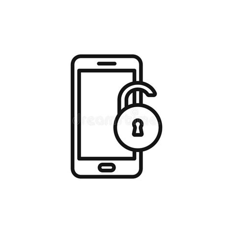 Mobile Unlock Icon Outline Collection In Black And On White Background Stock Vector
