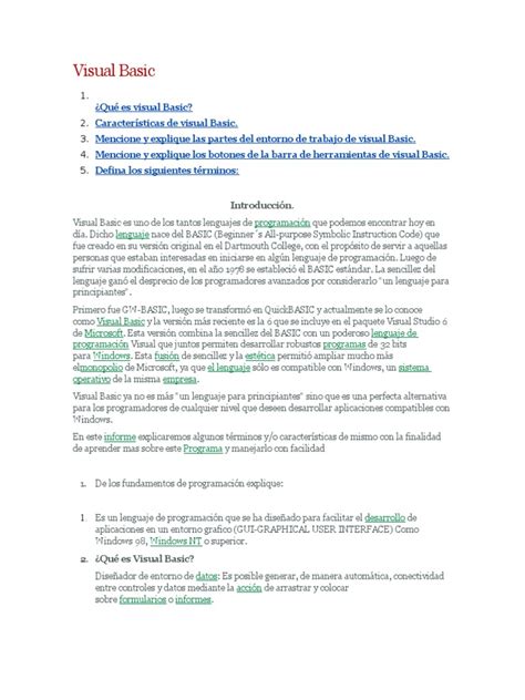 Componentes De Visual Basic 6 0 Pdf Básico Tecnología Digital