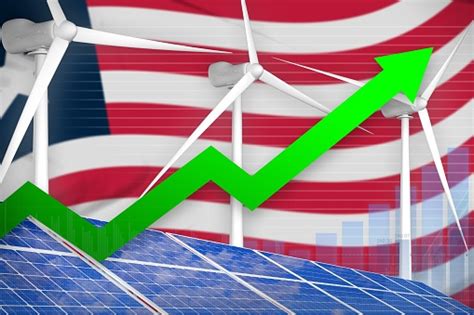 라이베리아 태양 과 풍력 에너지 상승 차트 화살표 최대 현대 자연 에너지 산업 그림 3d 일러스트레이션 0명에 대한 스톡 사진 및 기타 이미지 Istock
