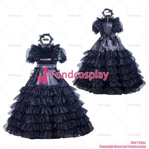 Fondcosplay Adult Sexy Cross Dressing Sissy Maid Long French Black