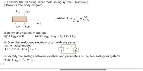 Consider The Following Linear Mass Spring System I Draw Its Free Body Diagram Ii Derive Its