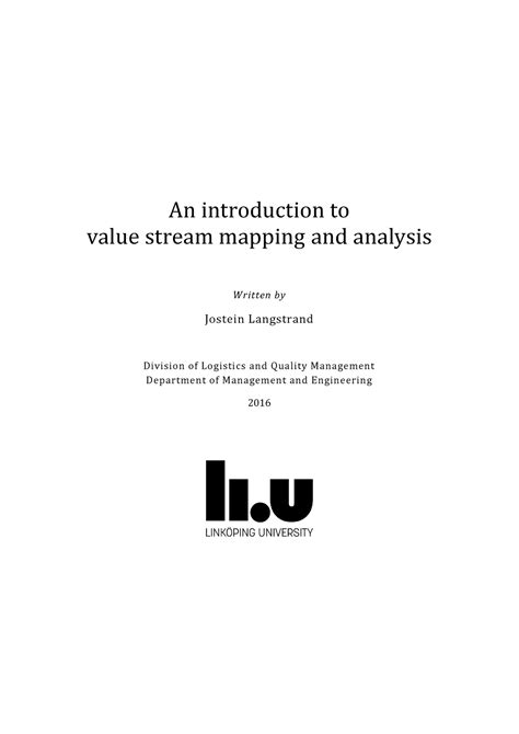 An Introduction To Value Stream Mapping And Analysis An Introduction To Value Stream Mapping